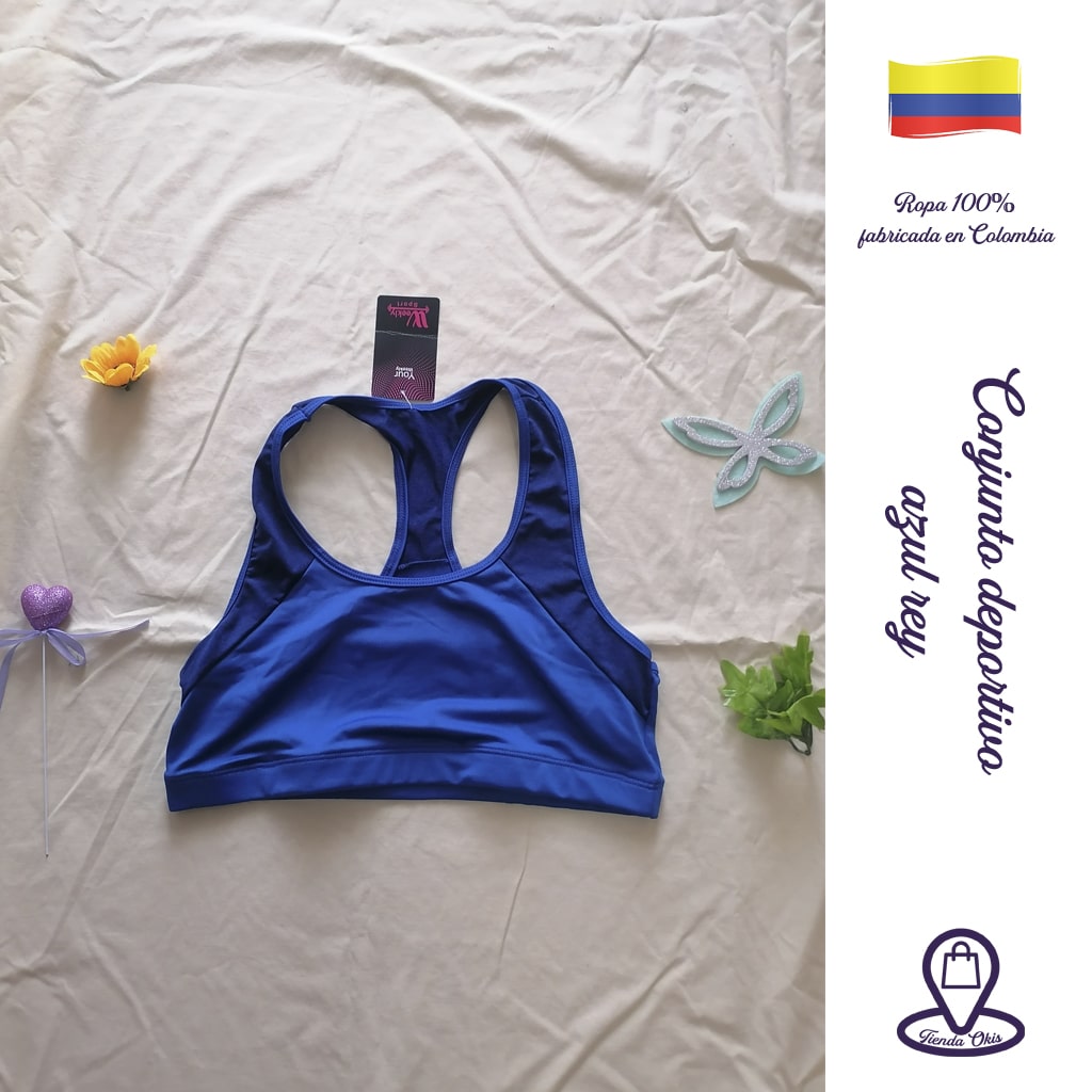 Conjunto deportivo top/falda short azul rey – Tienda Okis